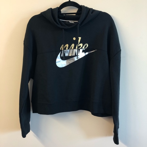 Nike | Sweaters | Nwt Nike Sportswear Rally Metallic Cropped Hoodie ...